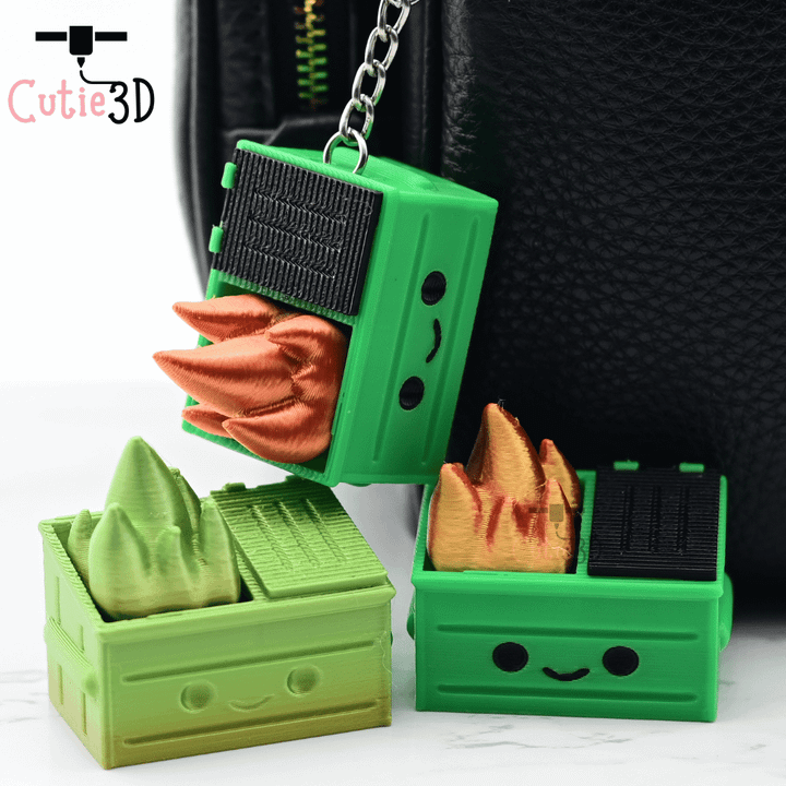 3D Printable Cutie3D Dumpster Fire Keycap Fidget Clicker Keychain ...