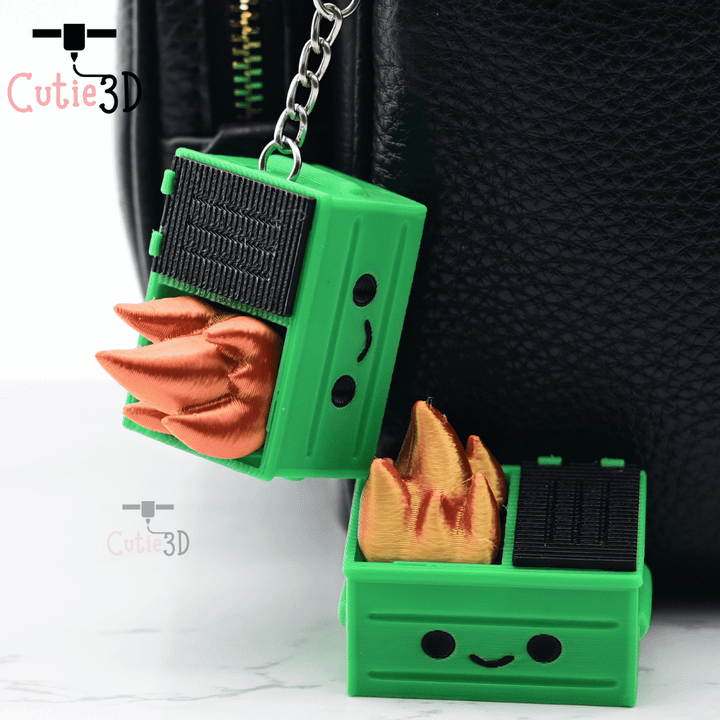 3D Printable Cutie3D Dumpster Fire Keycap Fidget Clicker Keychain ...