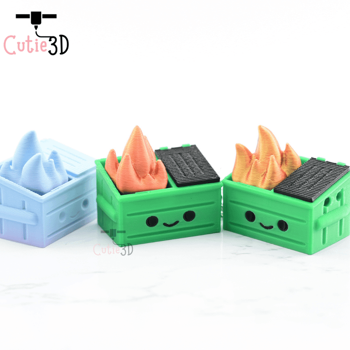 3D Printable Cutie3D Dumpster Fire Keycap Fidget Clicker Keychain ...