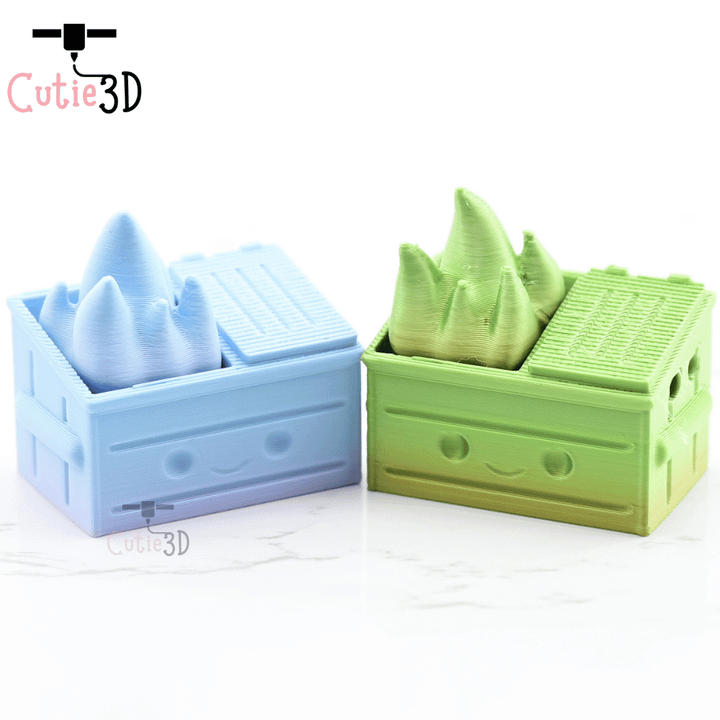 3D Printable Cutie3D Dumpster Fire Keycap Fidget Clicker Keychain ...