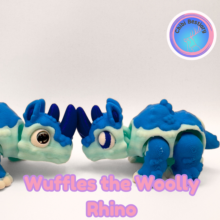 3D Printable Wuffles the Woolly Rhino Flexi by ChibiBestiary