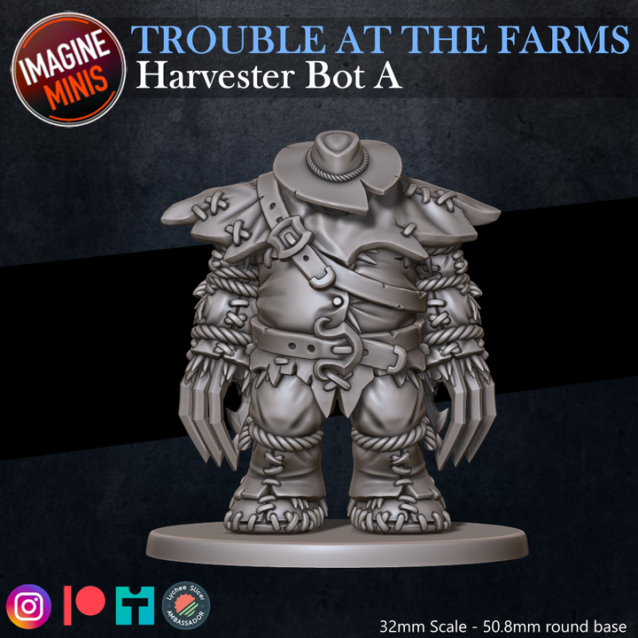 3D Printable Trouble at the Farms - Harvester Bot A by Imagine Minis