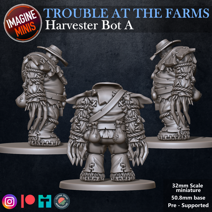 3D Printable Trouble at the Farms - Harvester Bot A by Imagine Minis