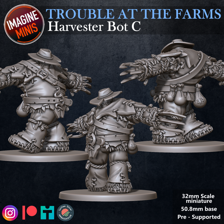 3D Printable Trouble at the Farms - Harvester Bot C by Imagine Minis