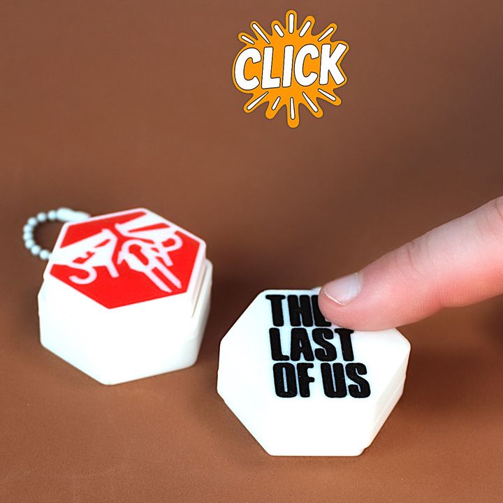 3D Printable Fireflies STOP sign Fidget Clicker - Keychain by Clickify 3D