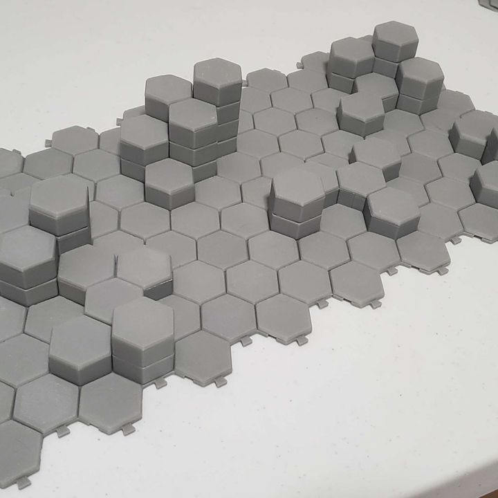 3D Printable Modular Interior Hex Tiles and Terrain by Travis