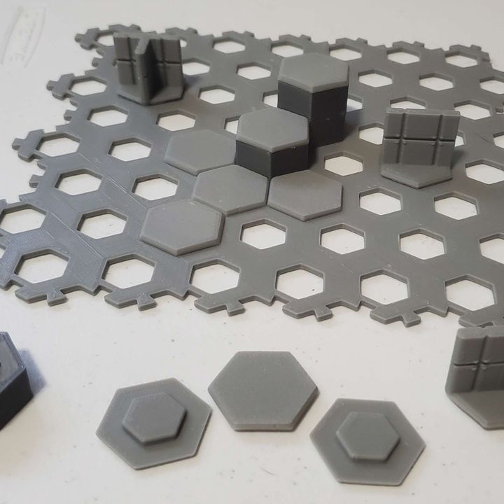 3D Printable Modular Interior Hex Tiles and Terrain by Travis