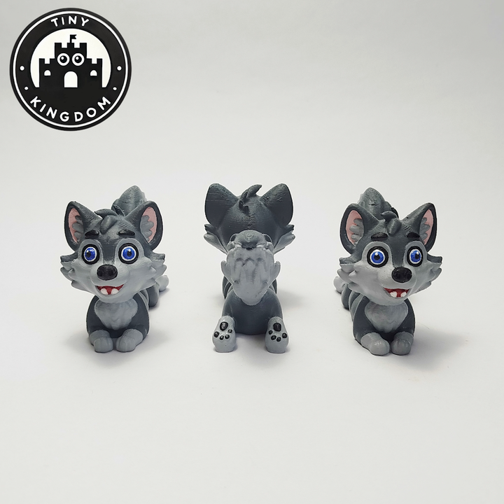 3D Printable Flexi Tiny Wolf, Articulated fidget figure, keychain ...