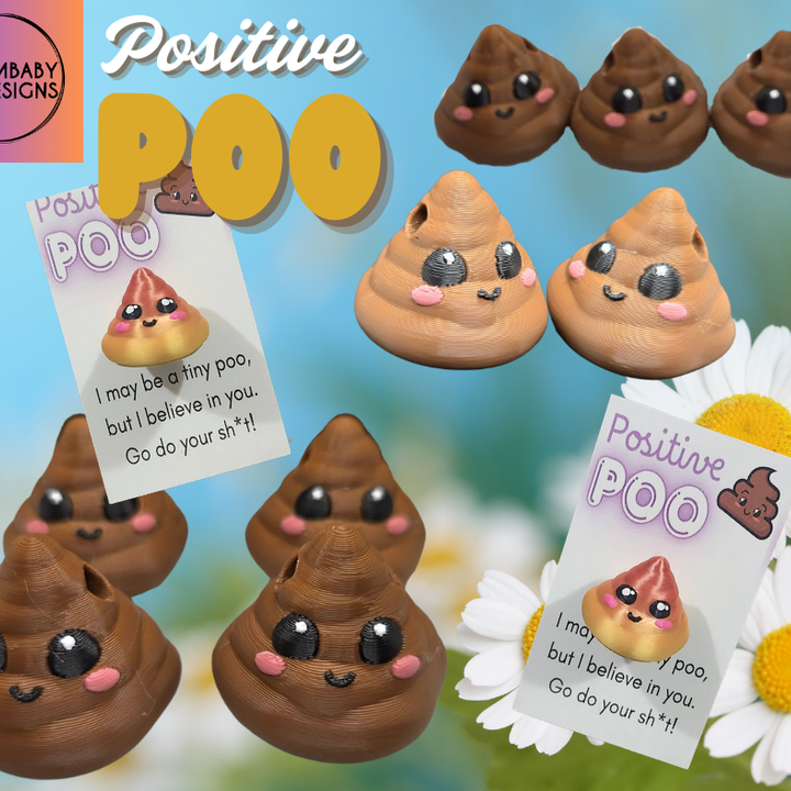 3D Printable Positive Poo-- Pocket Pet Keychain and Card by Jambaby Designs