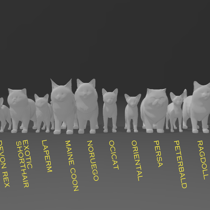 3D Printable Miniatures - Cats by ocram3000