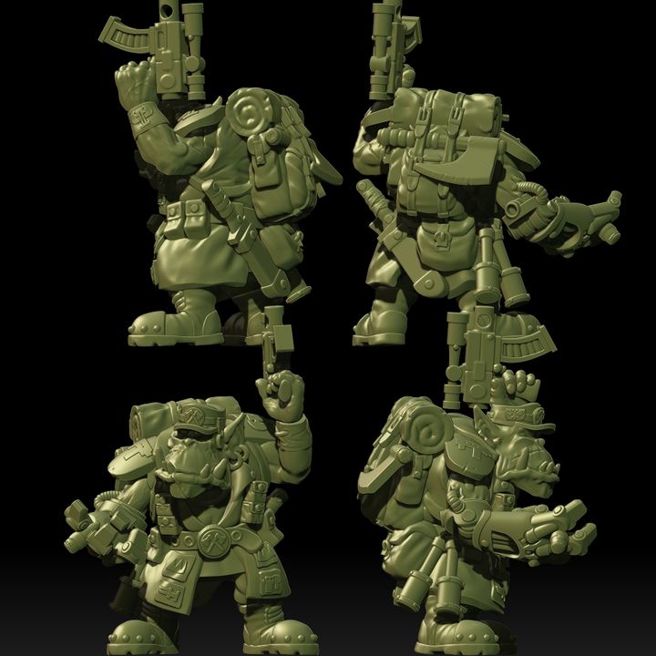 3D Printable Kommandoteam1 by Trollet Miniatures