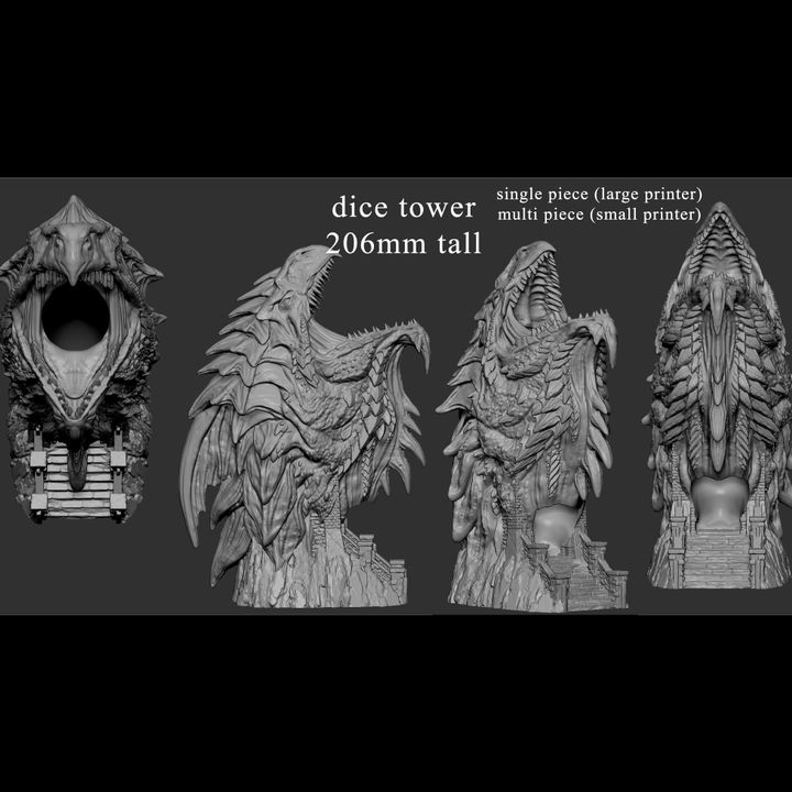 3D Printable White Dragon Dice Tower (small and large printer ready) by ...
