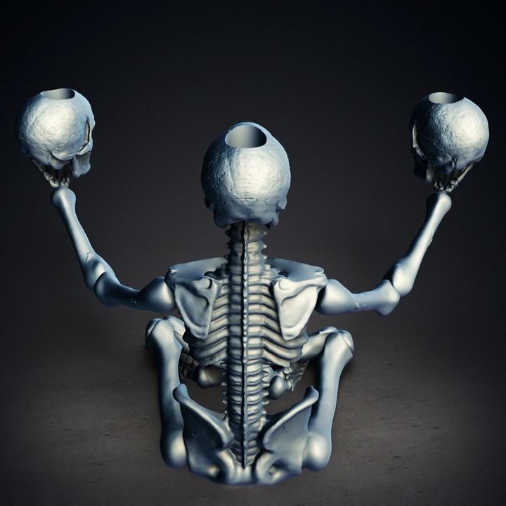 3D Printable Spooky Horror Halloween Skeleton Candle Holder 3D Printer ...