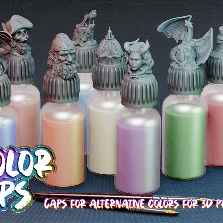 3D Printable 3D Color caps Bundle by Crosslances