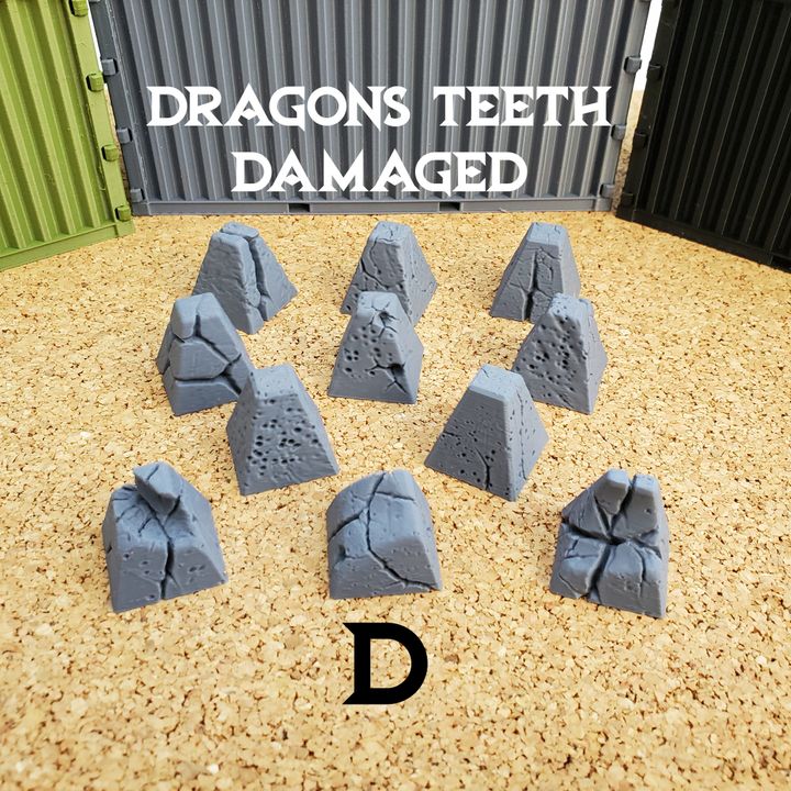 3D Printable Dragons Teeth - Tank Traps - Tabletop Wargaming Terrain 28 ...