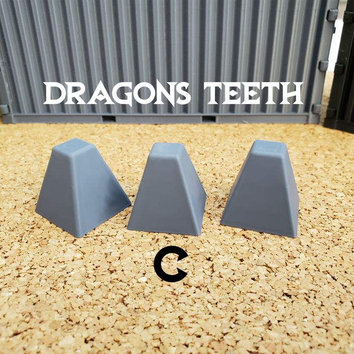 3D Printable Dragons Teeth - Tank Traps - Tabletop Wargaming Terrain 28 ...