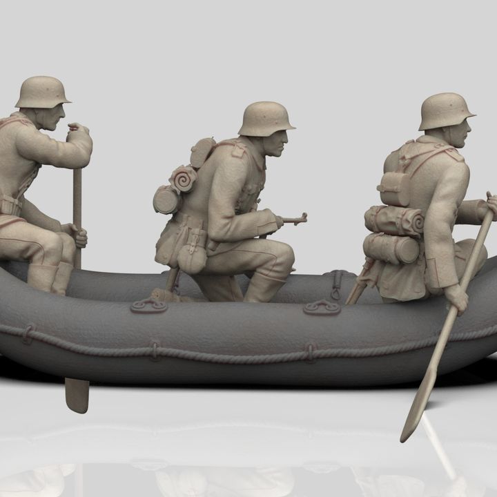 3D Printable German Soldiers and inflatable boat by Dmitry Tishchenkov