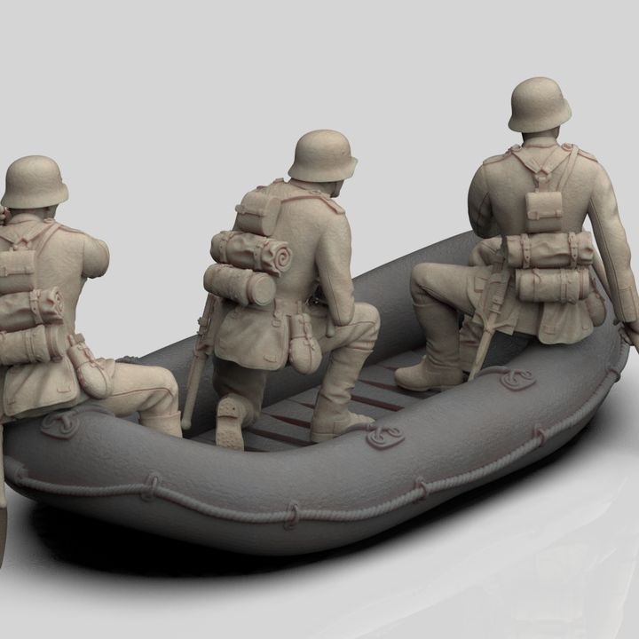 3D Printable German Soldiers and inflatable boat by Dmitry Tishchenkov