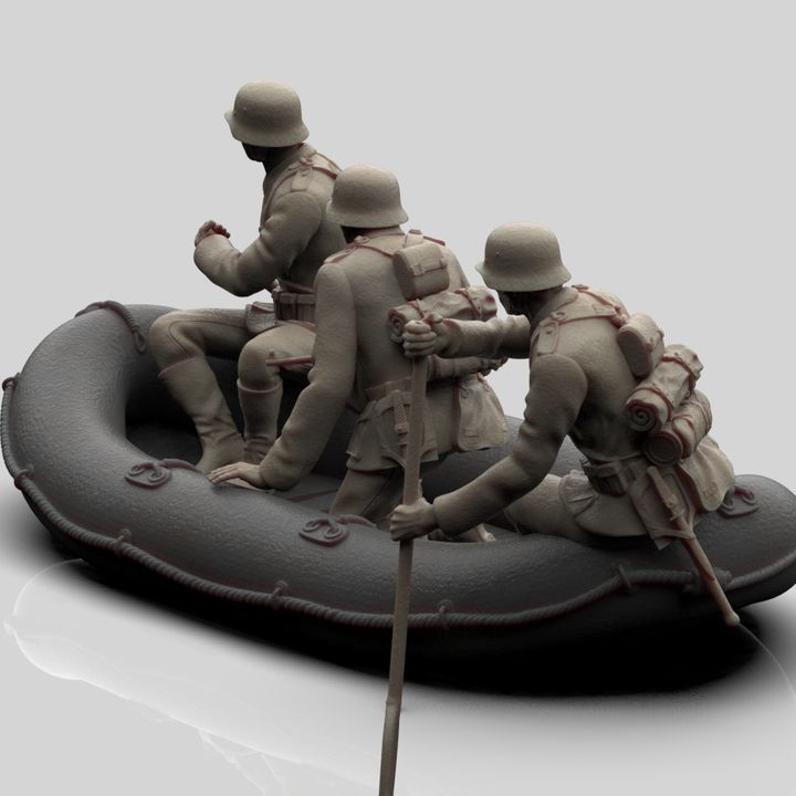 3D Printable German Soldiers and inflatable boat by Dmitry Tishchenkov