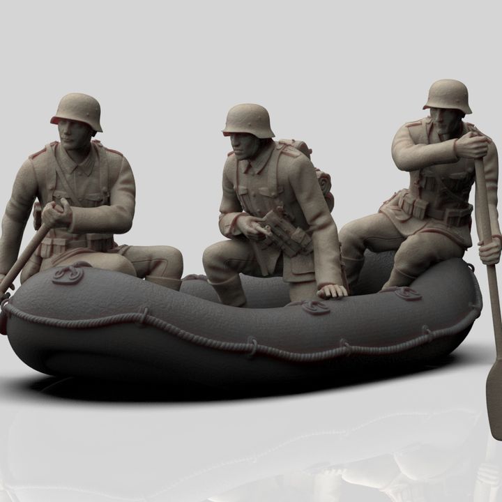 3D Printable German Soldiers and inflatable boat by Dmitry Tishchenkov