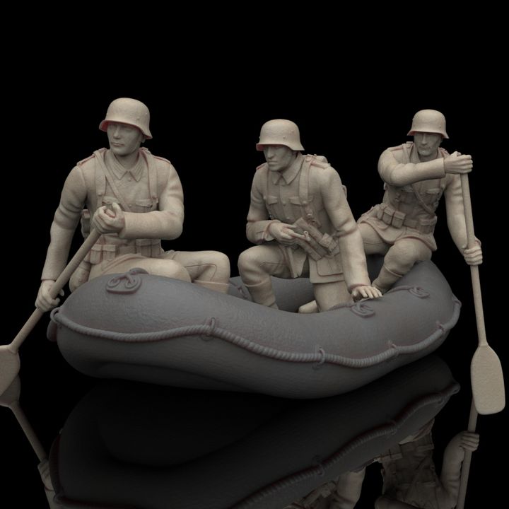 3D Printable German Soldiers and inflatable boat by Dmitry Tishchenkov