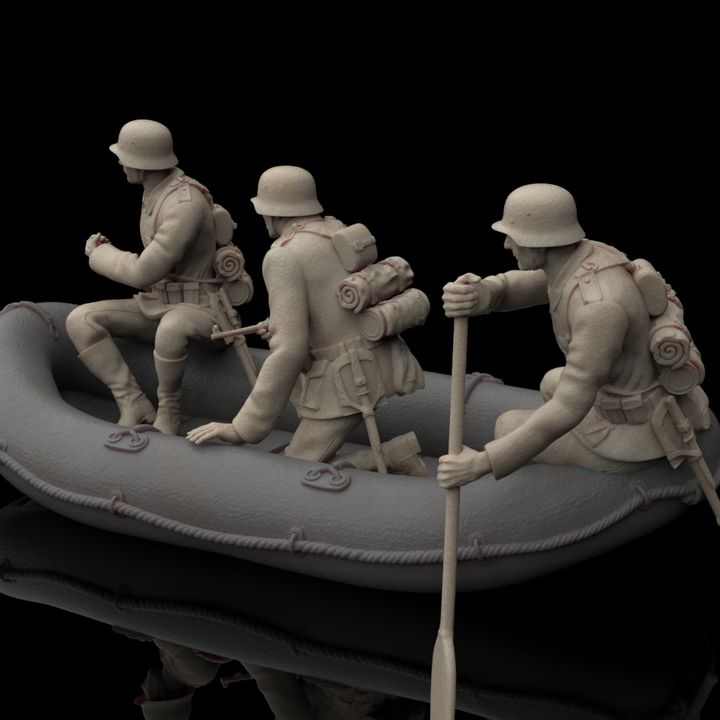3D Printable German Soldiers and inflatable boat by Dmitry Tishchenkov