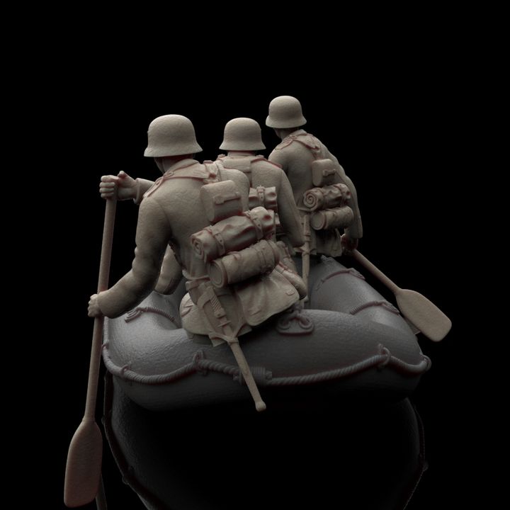 3D Printable German Soldiers and inflatable boat by Dmitry Tishchenkov