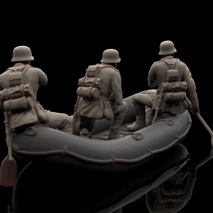3D Printable German Soldiers and inflatable boat by Dmitry Tishchenkov