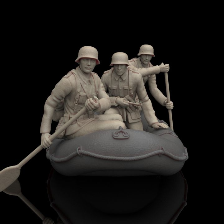 3D Printable German Soldiers and inflatable boat by Dmitry Tishchenkov