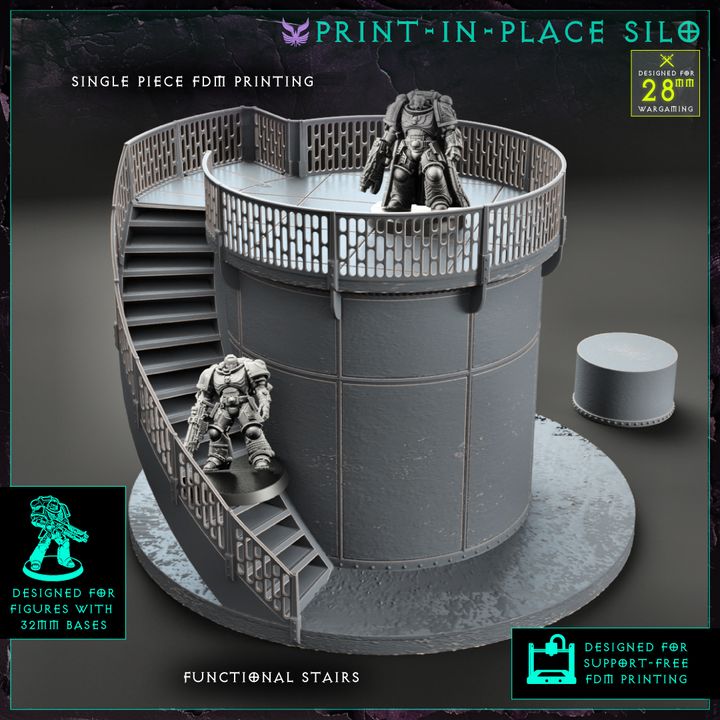 3D Printable Print-In-Place Silo (FDM Support-Free) by Cassidy Byars