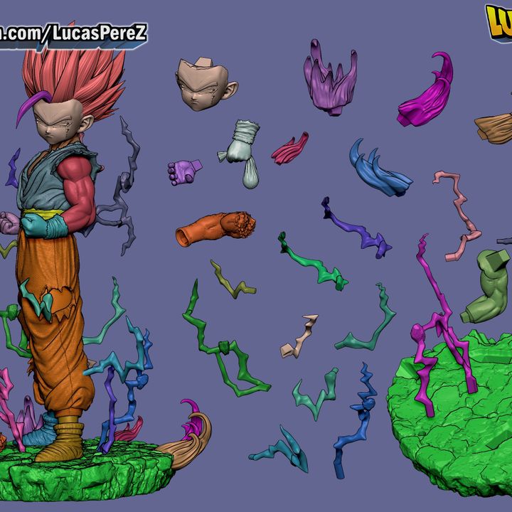 3D Printable GOHAN SSJ2 by Lucas Perez