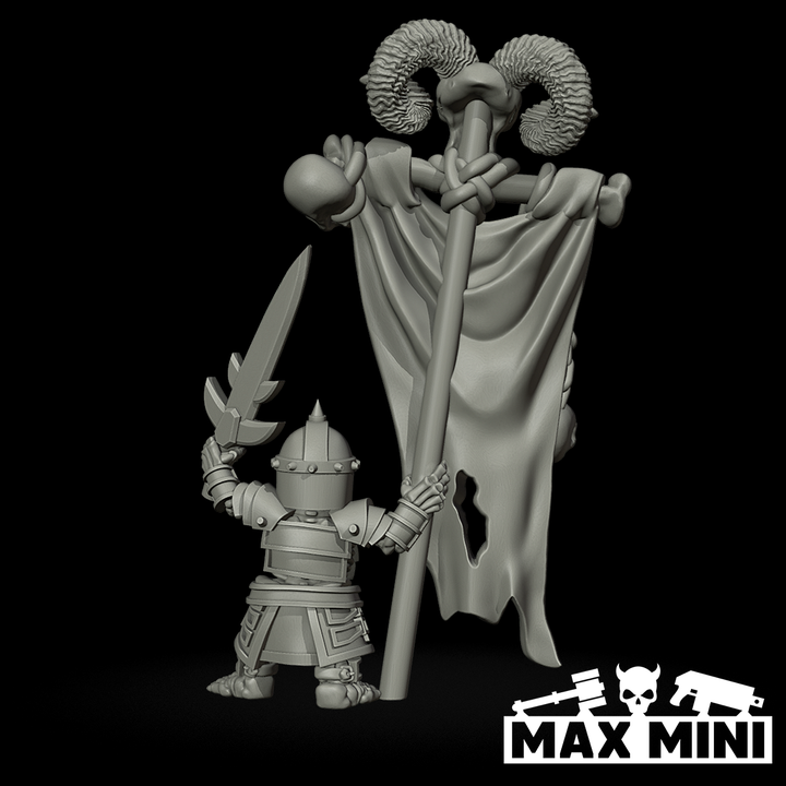 3D Printable Skeleton Halfling Battle Standard 2 by Max Mini
