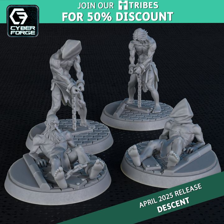 3D Printable Prisoners - Descent - Cyber Forge Miniatures April 2025 by Titan Forge Miniatures