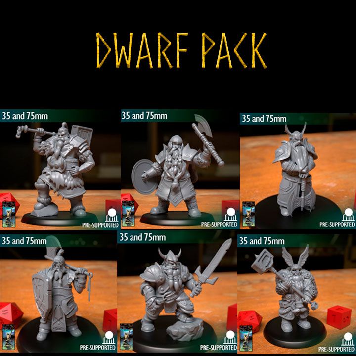 3D Printable Dwarf Pack by Atlas Studios