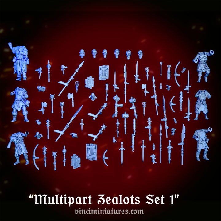 3D Printable ZEALOTS MULTIPART SET 1 by vinciminiatures
