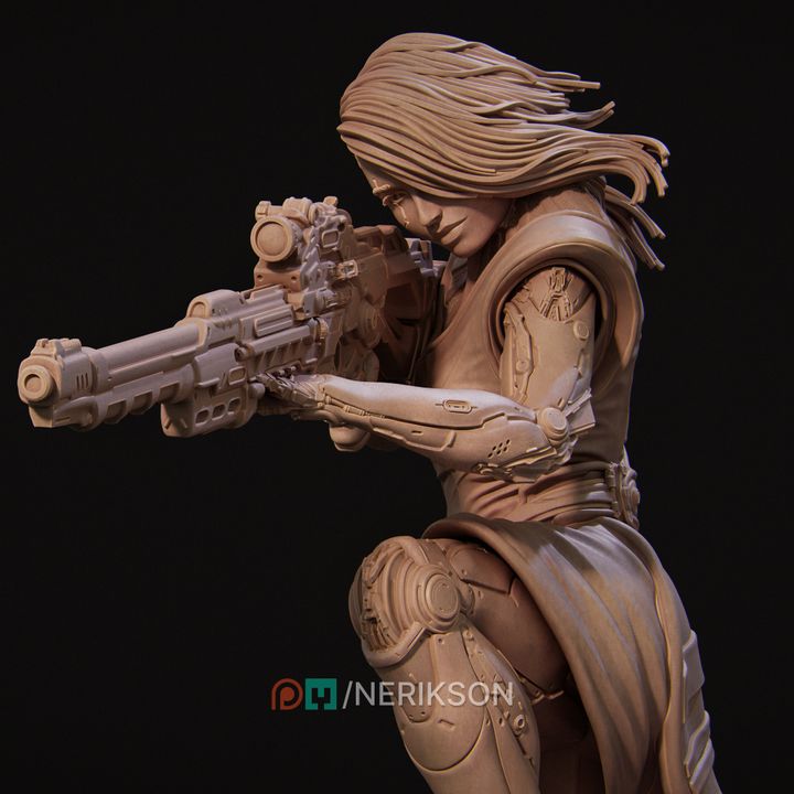 3D Printable Aryn the Sniper Assassin [presupported] by Nerikson