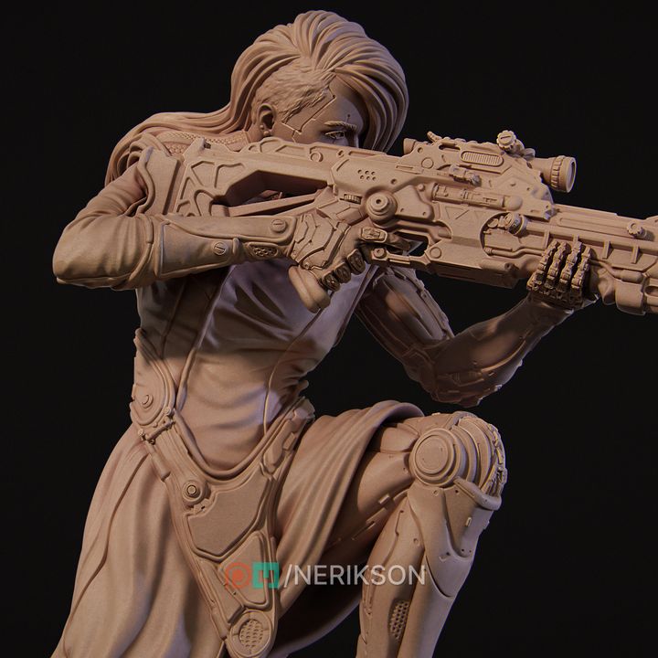 3D Printable Aryn the Sniper Assassin [presupported] by Nerikson