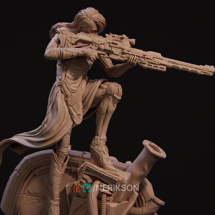 3D Printable Aryn the Sniper Assassin [presupported] by Nerikson
