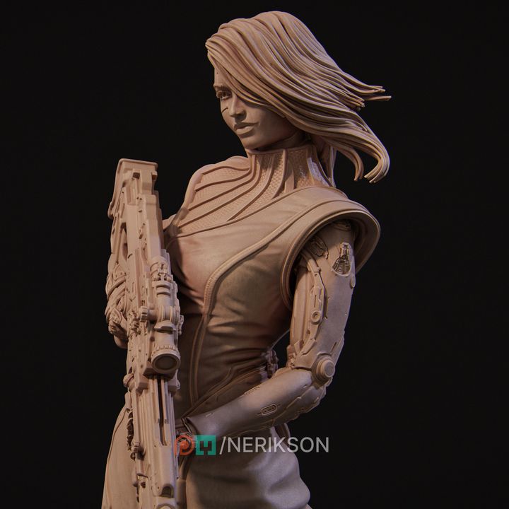 3D Printable Aryn The Sniper Assassin Standing [presupported] by Nerikson