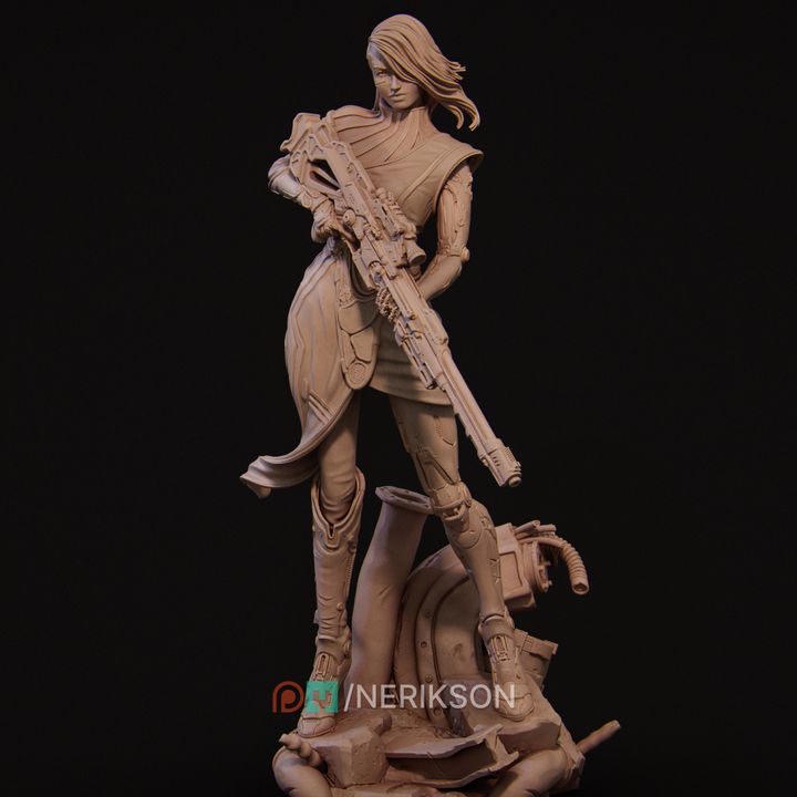 3D Printable Aryn The Sniper Assassin Standing [presupported] by Nerikson