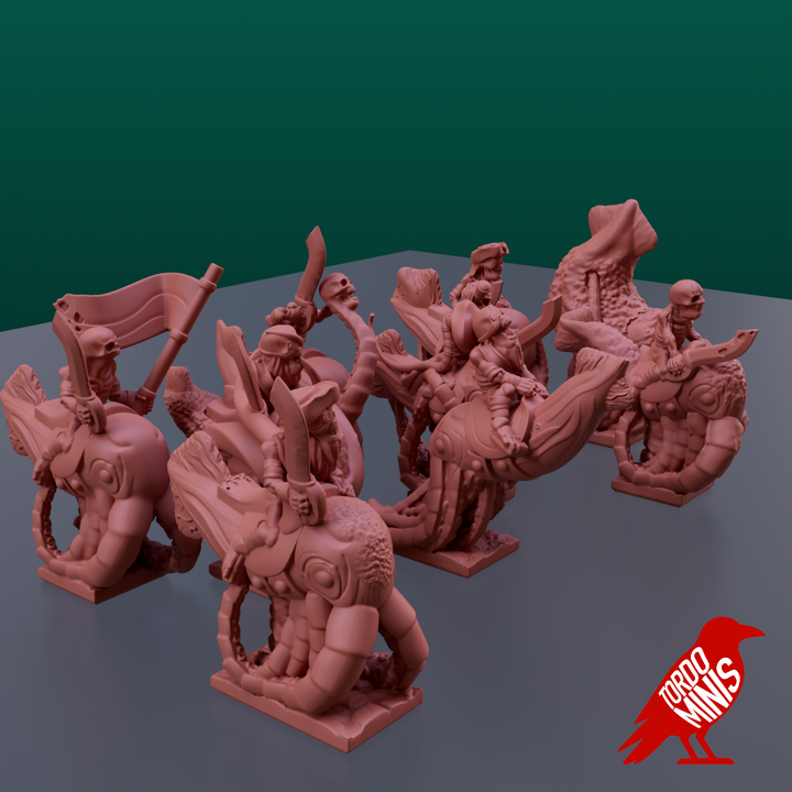 3D Printable Blood and Rum: Demi Kraken Riders (10mm) by Tordo Miniatures