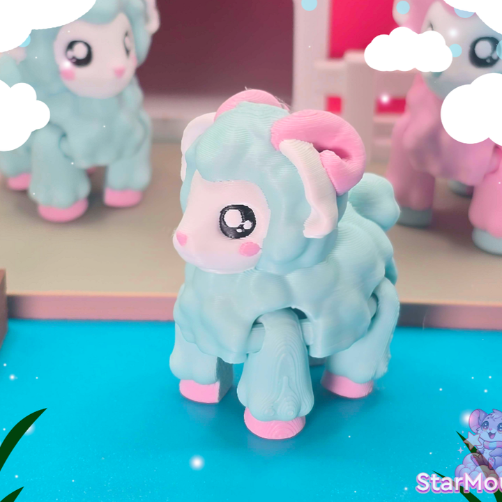 3D Printable Mini Sheep and Barn Flexi Set by StarMouse3D