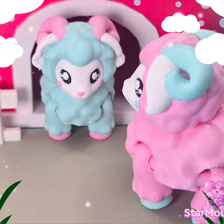 3D Printable Mini Sheep and Barn Flexi Set by StarMouse3D