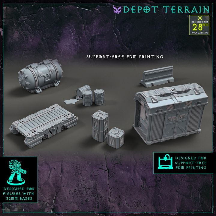 3D Printable Depot Terrain (FDM Support-Free) by Cassidy Byars