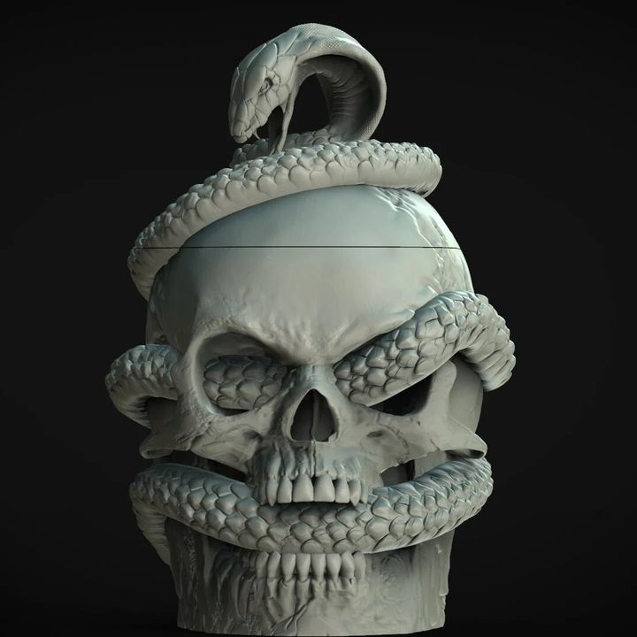 3D Printable Snake Skull Jar - STL Format 3D Printable Ready File by ...