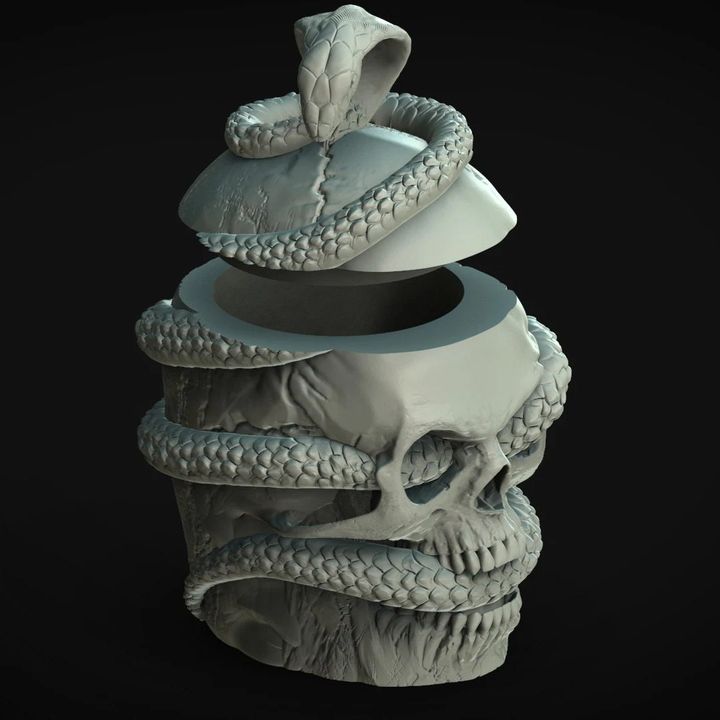 3D Printable Snake Skull Jar - STL Format 3D Printable Ready File by ...