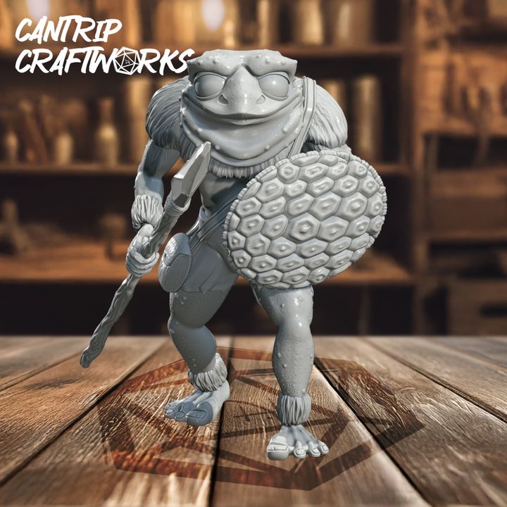 3D Printable Bullywug Warrior - Cantrip Craftworks by Cantrip Craftworks