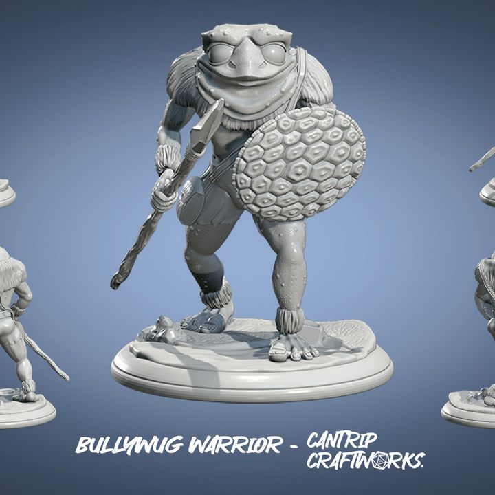 3D Printable Bullywug Warrior - Cantrip Craftworks by Cantrip Craftworks