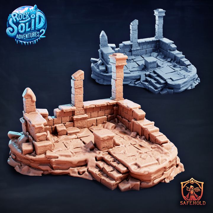 3D Printable Rock Solid 2: Ruins Pillar Platform by Safehold