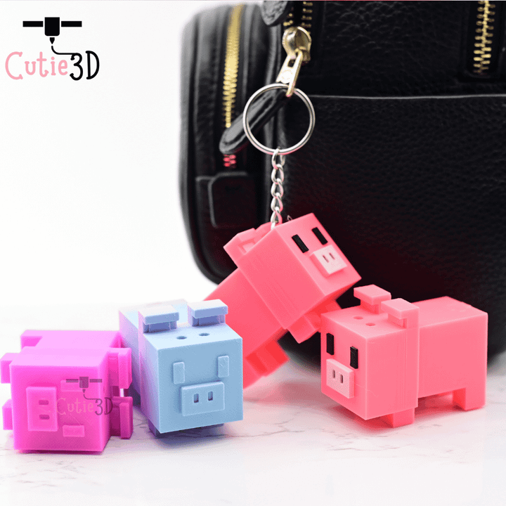 3D Printable Cutie3D Minecraft Pig Keycap Fidget Clicker Keychain ...